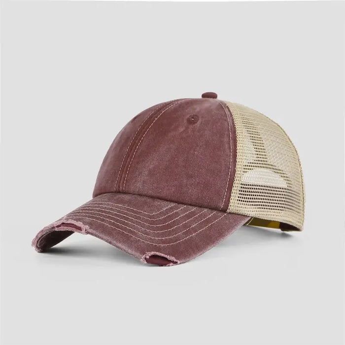 Blank Vintage Cotton Sand Unstructured Mesh Trucker Hats Wholesale